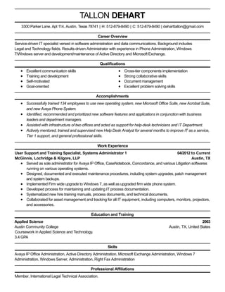 Tallon DeHart Resume | PDF