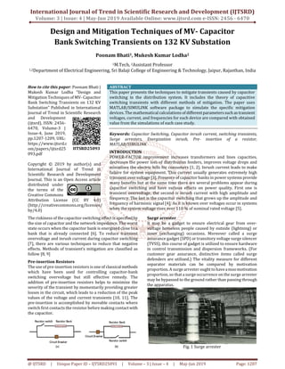 Design and Mitigation Techniques of MV Capacitor Bank Switching Transients on 132 KV Substation ...