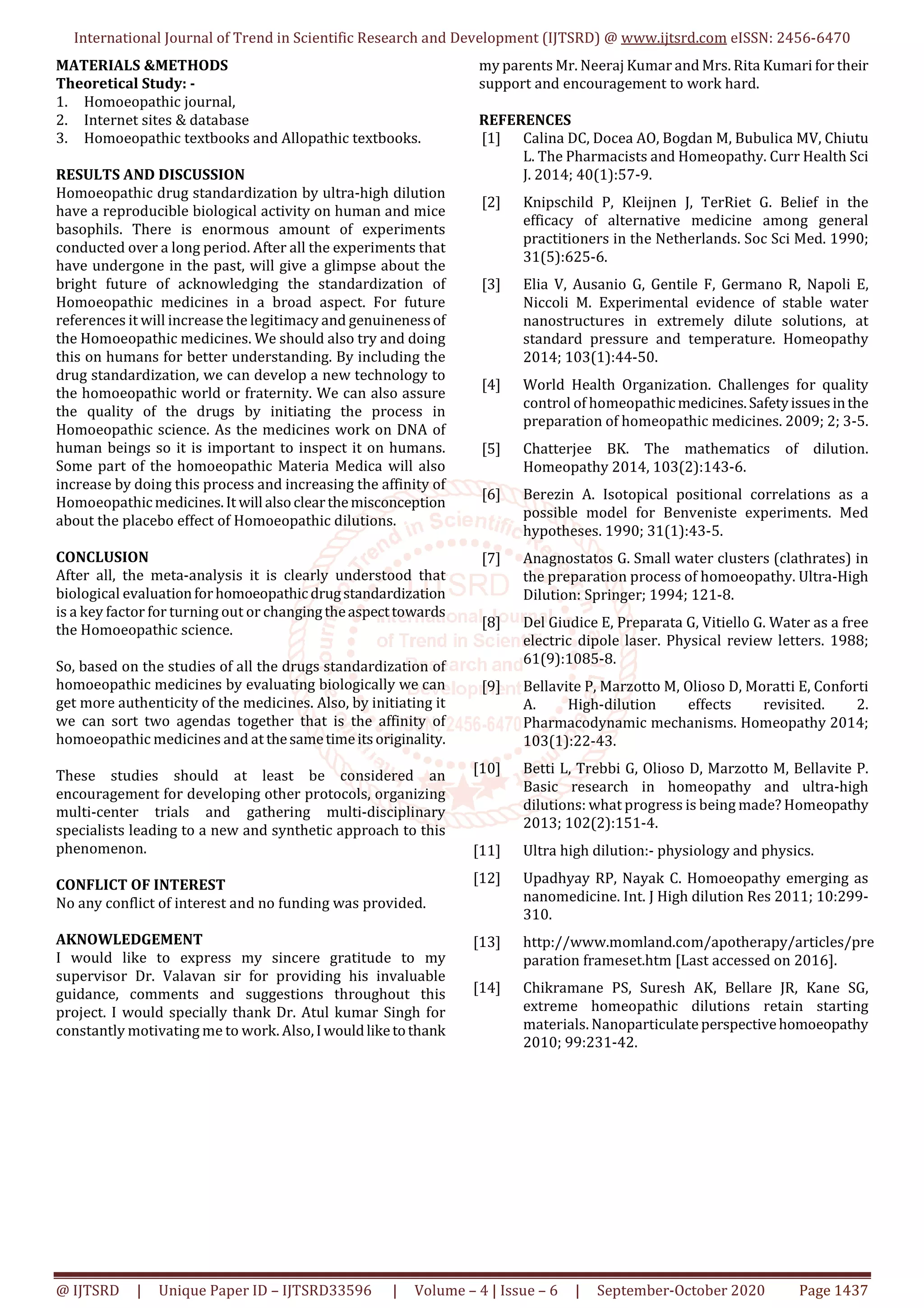 Homoeopathic Drug Standardization through Biological Evaluation Future ...