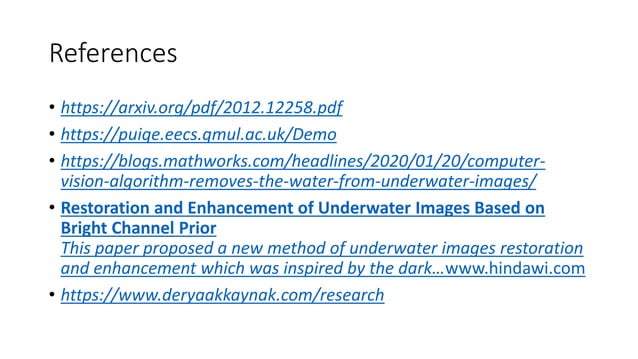 Filtering underwater image | PPTX | Photo Editing Software | Computer Software and Applications