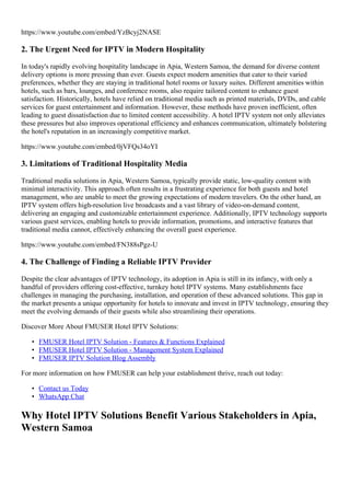 6 Best Hotel IPTV Solution Suppliers in Apia, WESTERN SAMOA | PDF