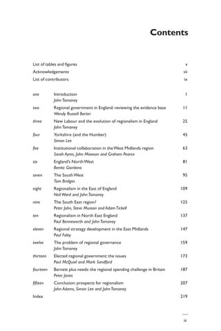 England The State Of The Regions John Tomaney Editor John Mawson Editor ...
