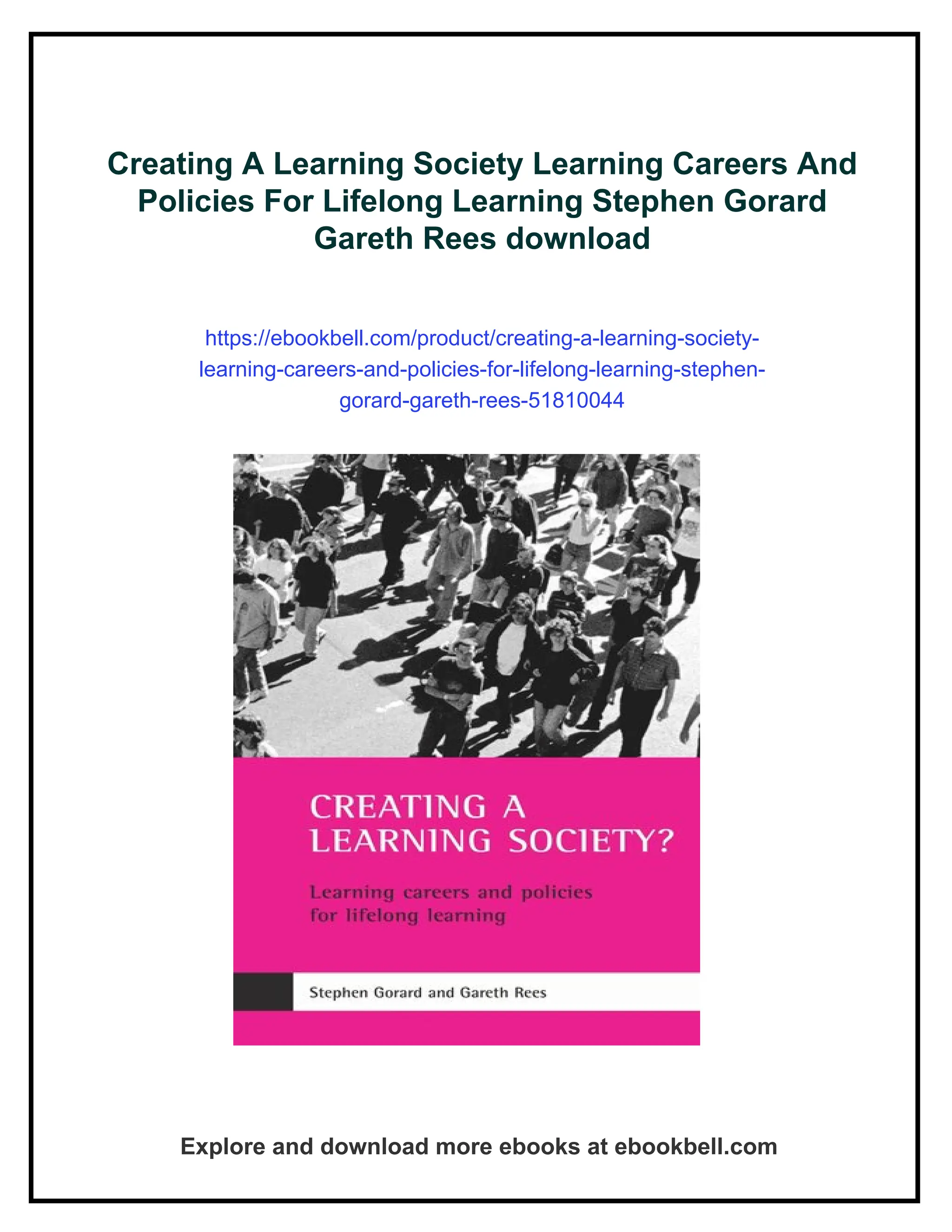Creating A Learning Society Learning Careers And Policies For Lifelong ...