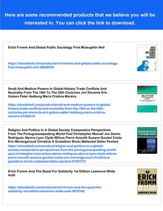 Erich Fromm And Global Public Sociology Neil Mclaughlin | PDF
