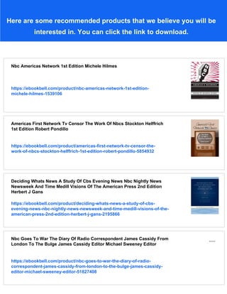 Nbc Americas Network Michele Hilmes Editor | PDF