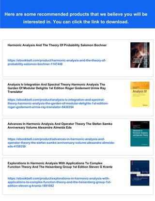 Harmonic Analysis And The Theory Of Probability Reprint 2020 Salomon ...