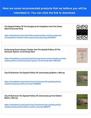 The Spatial Politics Of The Sculptural Art Capitalism And The Urban ...