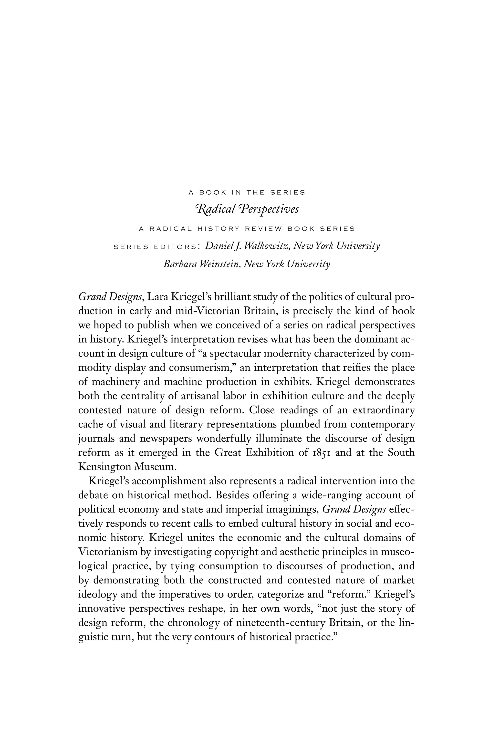 Grand Designs Labor Empire And The Museum In Victorian Culture Lara ...