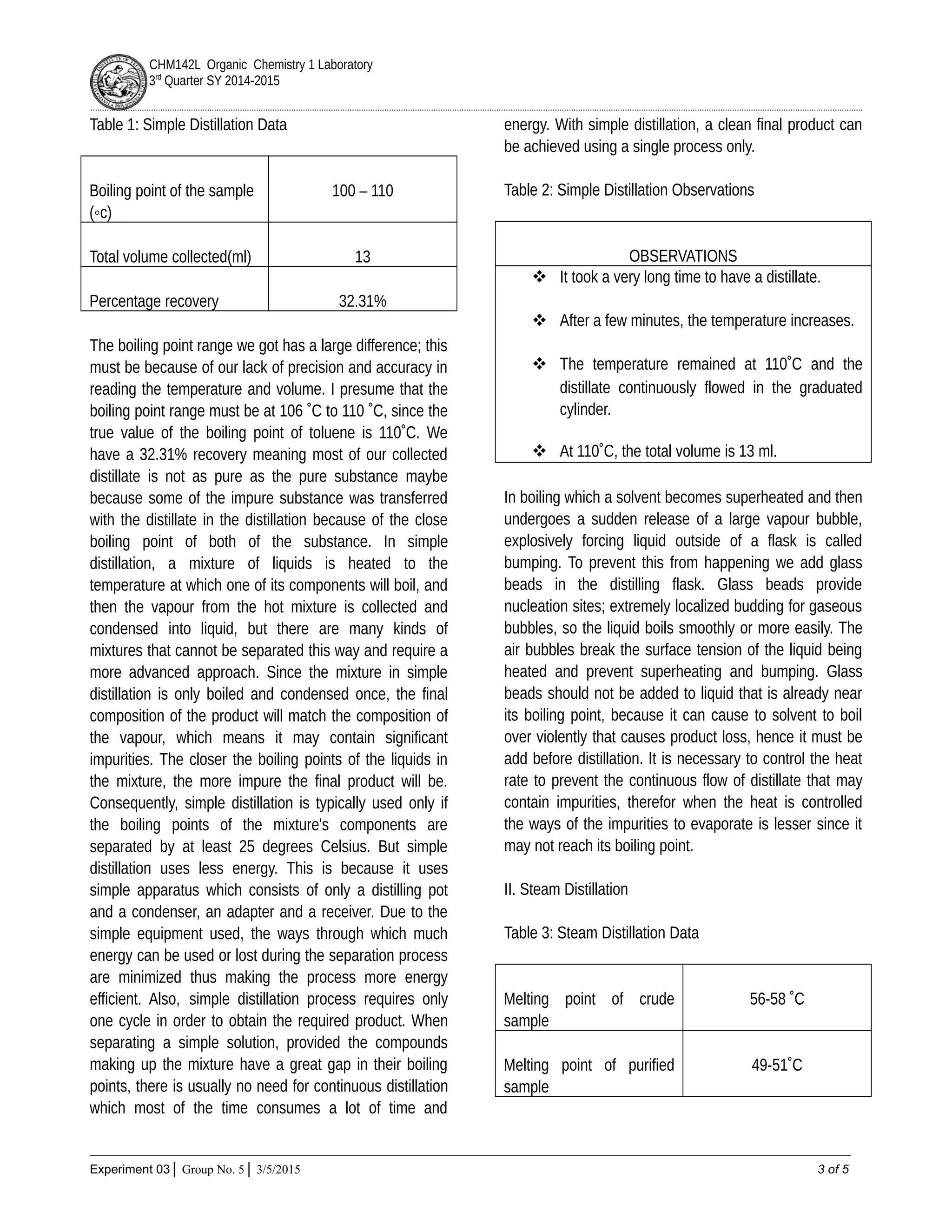 259443220 simple-and-steam-distillation-exp3 | PDF