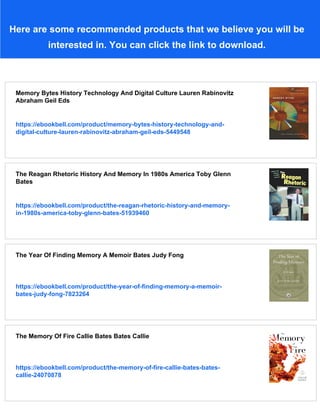 Memory Bytes History Technology And Digital Culture Lauren Rabinovitz ...