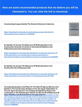 Constructing Europes Identity The External Dimension Larserik Cederman ...