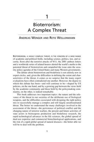 Bioterrorism Confronting A Complex Threat Andreas Wenger Editor | PDF