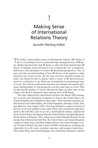 Making Sense Of International Relations Theory Jennifer Sterlingfolker ...