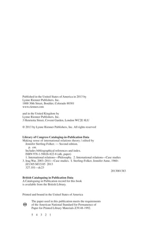Making Sense Of International Relations Theory Jennifer Sterlingfolker ...