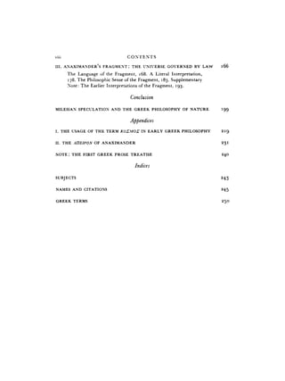 Anaximander And The Origins Of Greek Cosmology Charles H Kahn | PDF