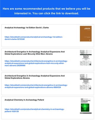 Analytical Archaeology David L Clarke Bob Chapman | PDF