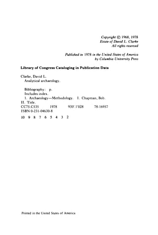 Analytical Archaeology David L Clarke Bob Chapman | PDF