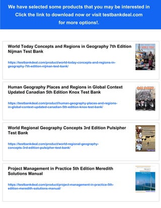 Geography Realms Regions and Concepts 16th Edition Blij Test Bank | PDF