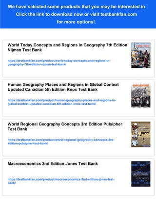 Geography Realms Regions and Concepts 16th Edition Blij Test Bank | PDF