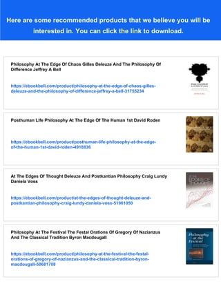 Philosophy At The Edge Of Chaos Gilles Deleuze And The Philosophy Of ...