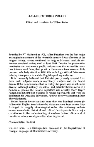 Italian Futurist Poetry Willard Bohn Editor | PDF