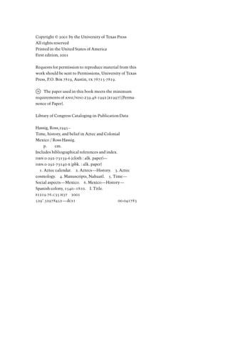 Time History And Belief In Aztec And Colonial Mexico Ross Hassig | PDF