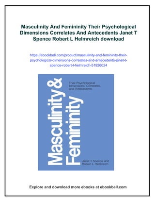 Masculinity And Femininity Their Psychological Dimensions Correlates ...
