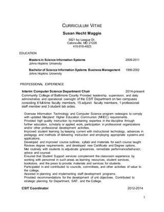 CURRICULUM VITAE Susan Maggio | DOCX