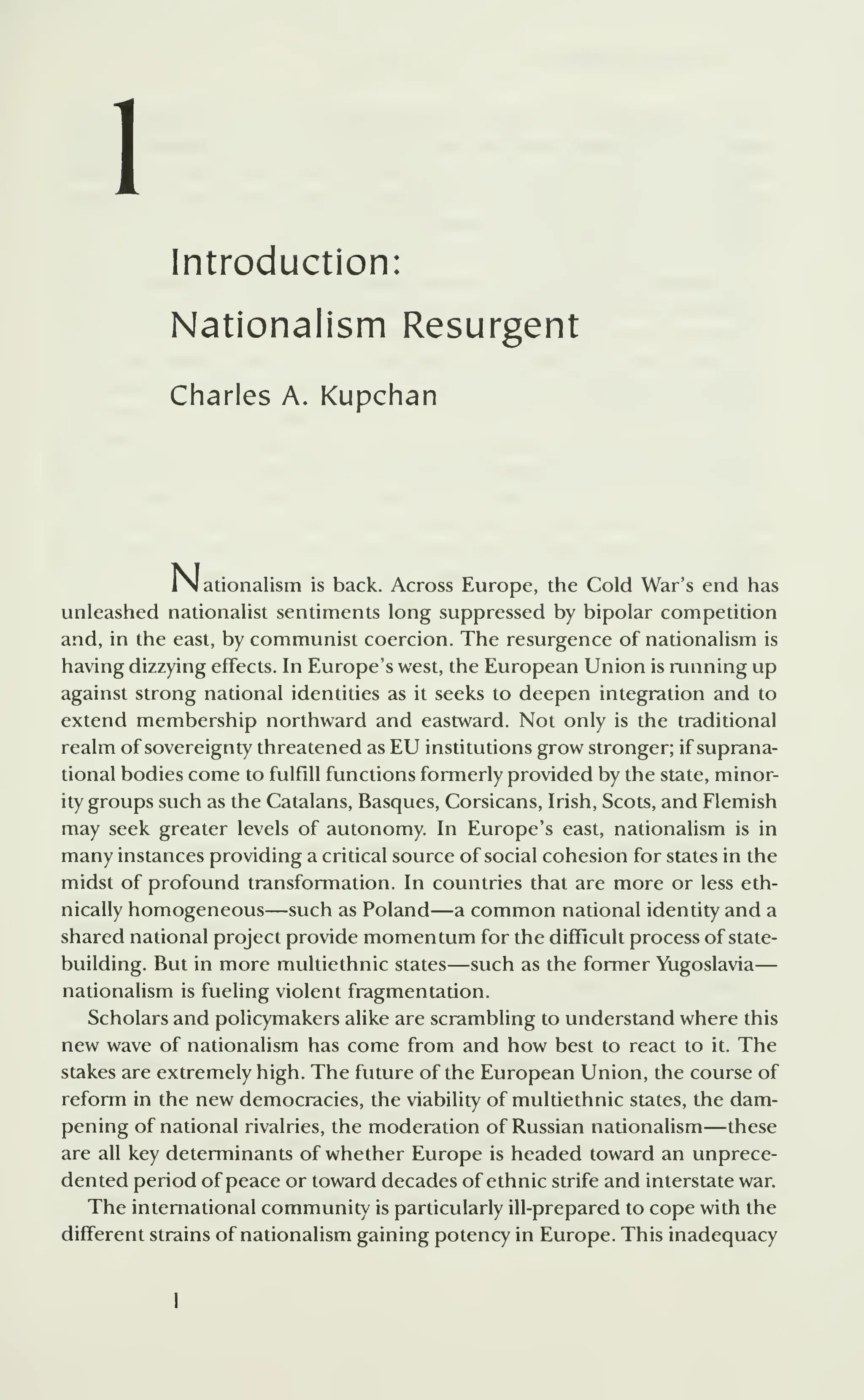 Nationalism And Nationalities In The New Europe Charles A Kupchan ...