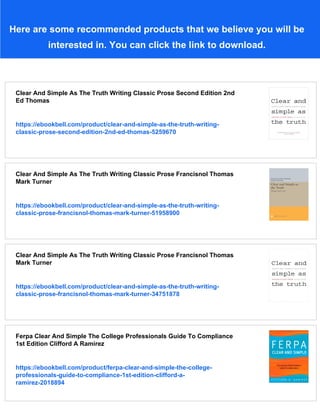 Clear And Simple As The Truth Writing Classic Prose Second Edition ...