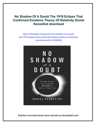 No Shadow Of A Doubt The 1919 Eclipse That Confirmed Einsteins Theory ...