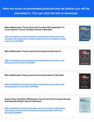 Matrix Mathematics Theory Facts And Formulas Second Edition Second ...