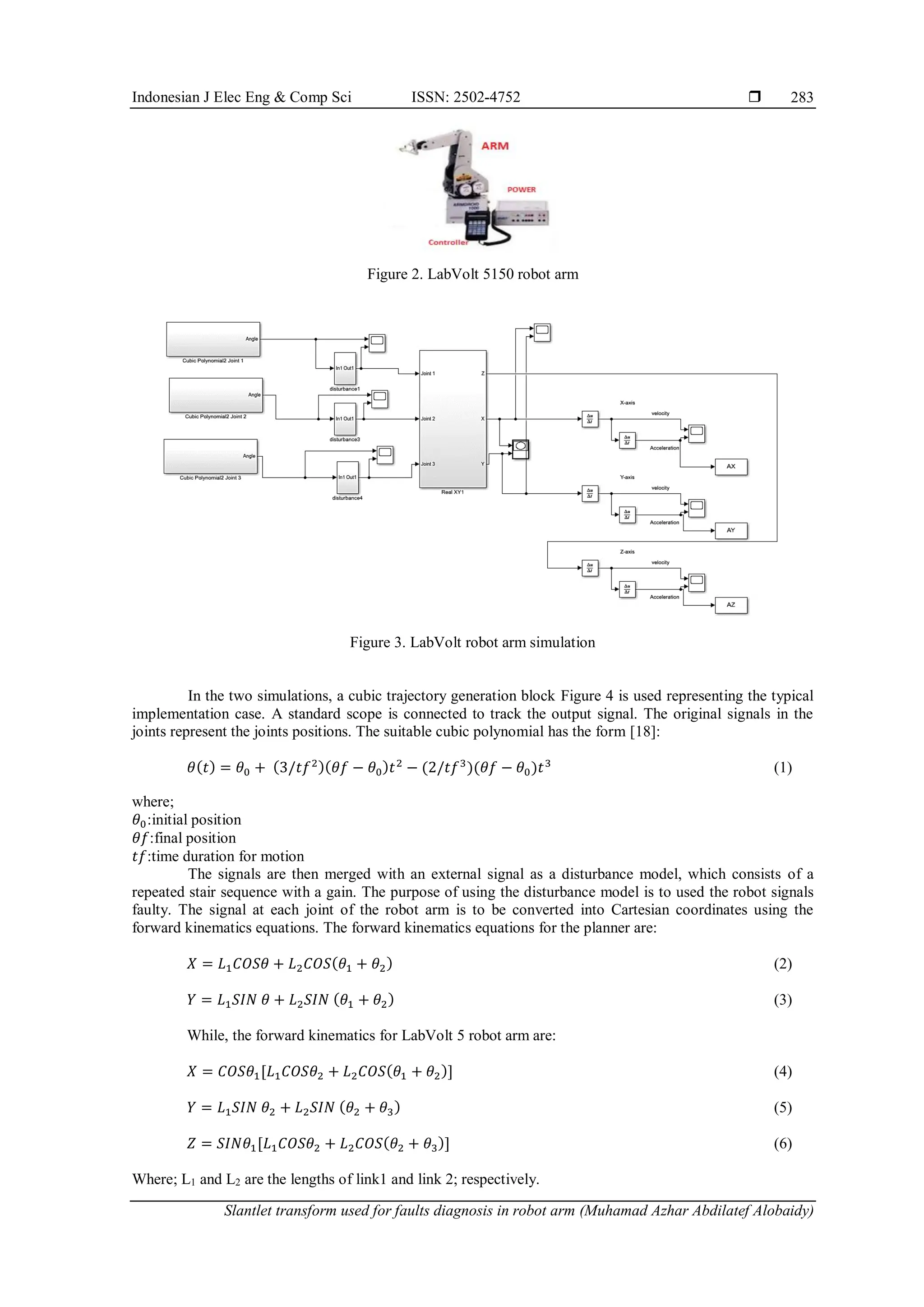 Slantlet transform used for faults diagnosis in robot arm | PDF