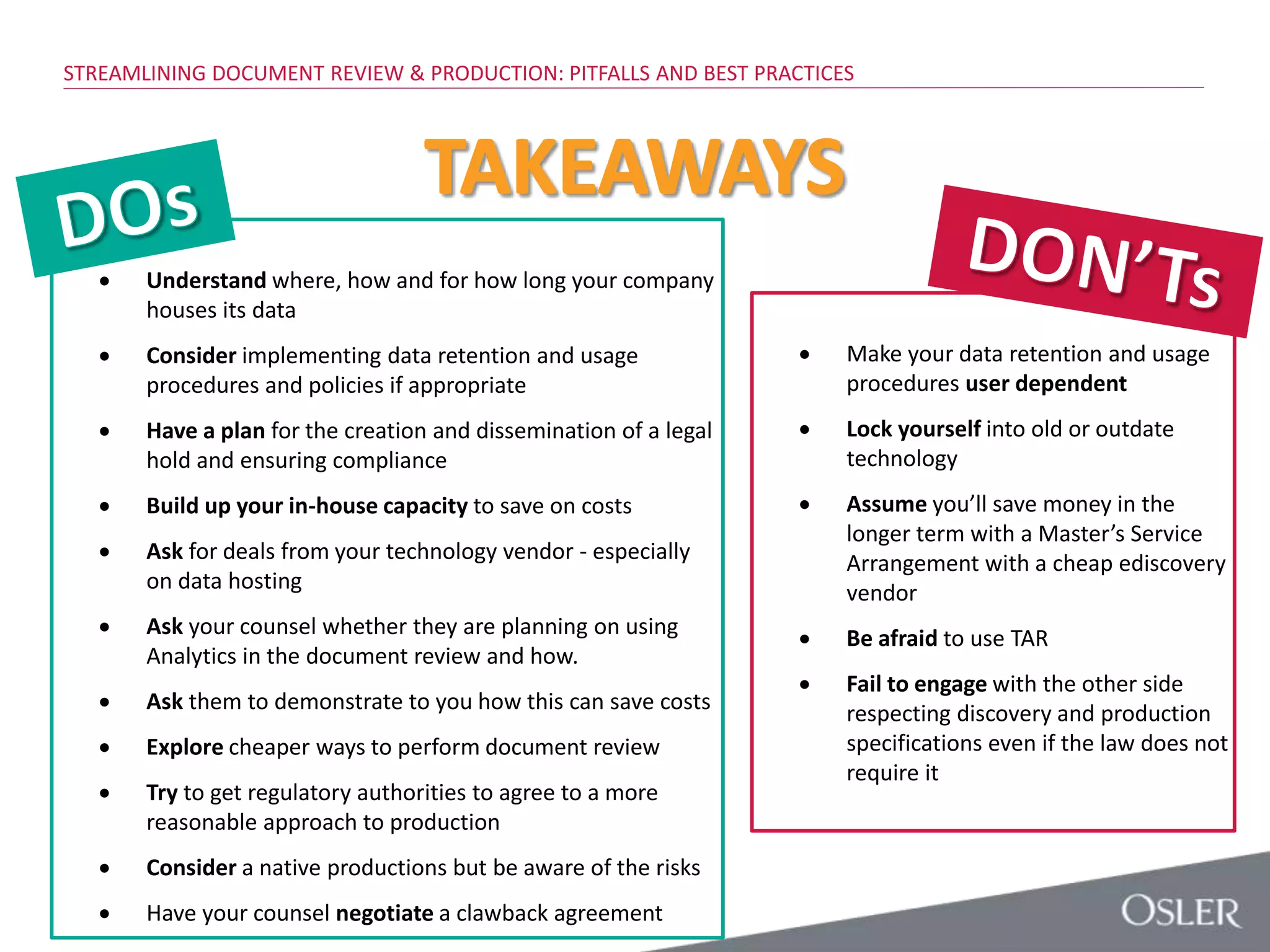 Streamlining Document Review & Production: Pitfalls and Best Practices | PPT