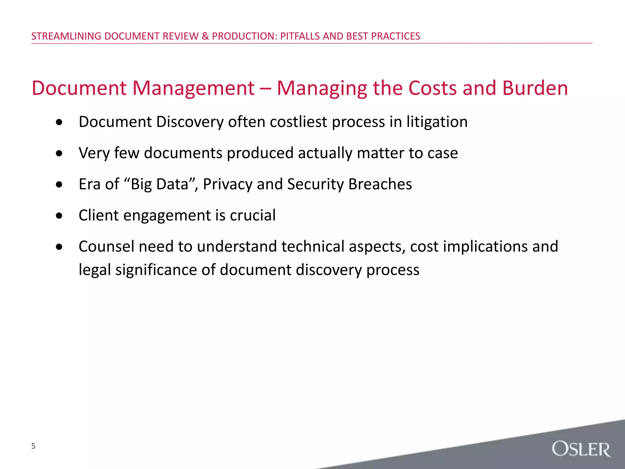 Streamlining Document Review & Production: Pitfalls and Best Practices | PPT