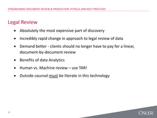 Streamlining Document Review & Production: Pitfalls and Best Practices | PPTX