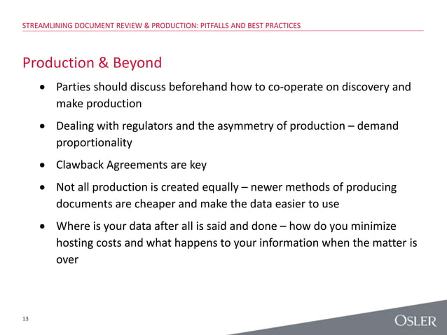 Streamlining Document Review & Production: Pitfalls and Best Practices | PPT