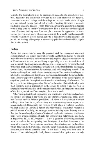 Texture A Cognitive Aesthetics Of Reading Peter Stockwell | PDF