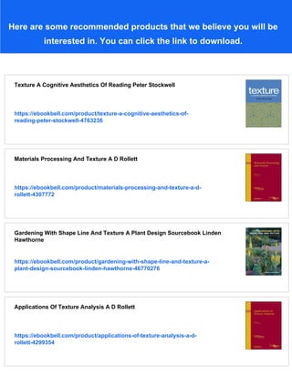Texture A Cognitive Aesthetics Of Reading Peter Stockwell | PDF