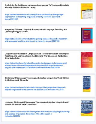 Language Teaching Linguistic Theory In Practice Melinda Whong | PDF