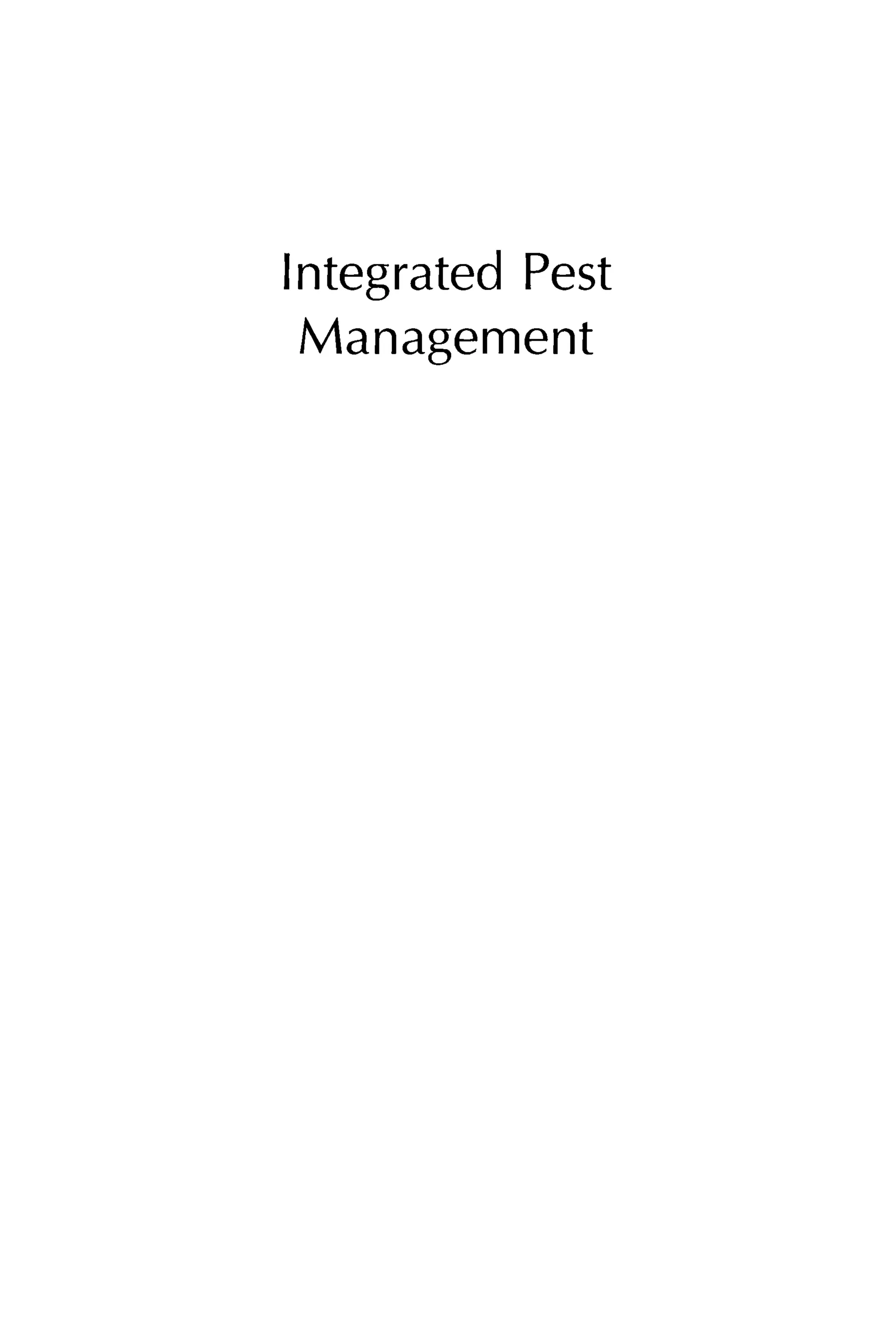 Integrated Pest Management Ideals And Realities In Developing Countries ...