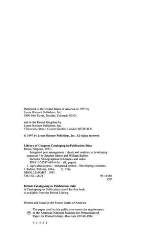 Integrated Pest Management Ideals And Realities In Developing Countries ...