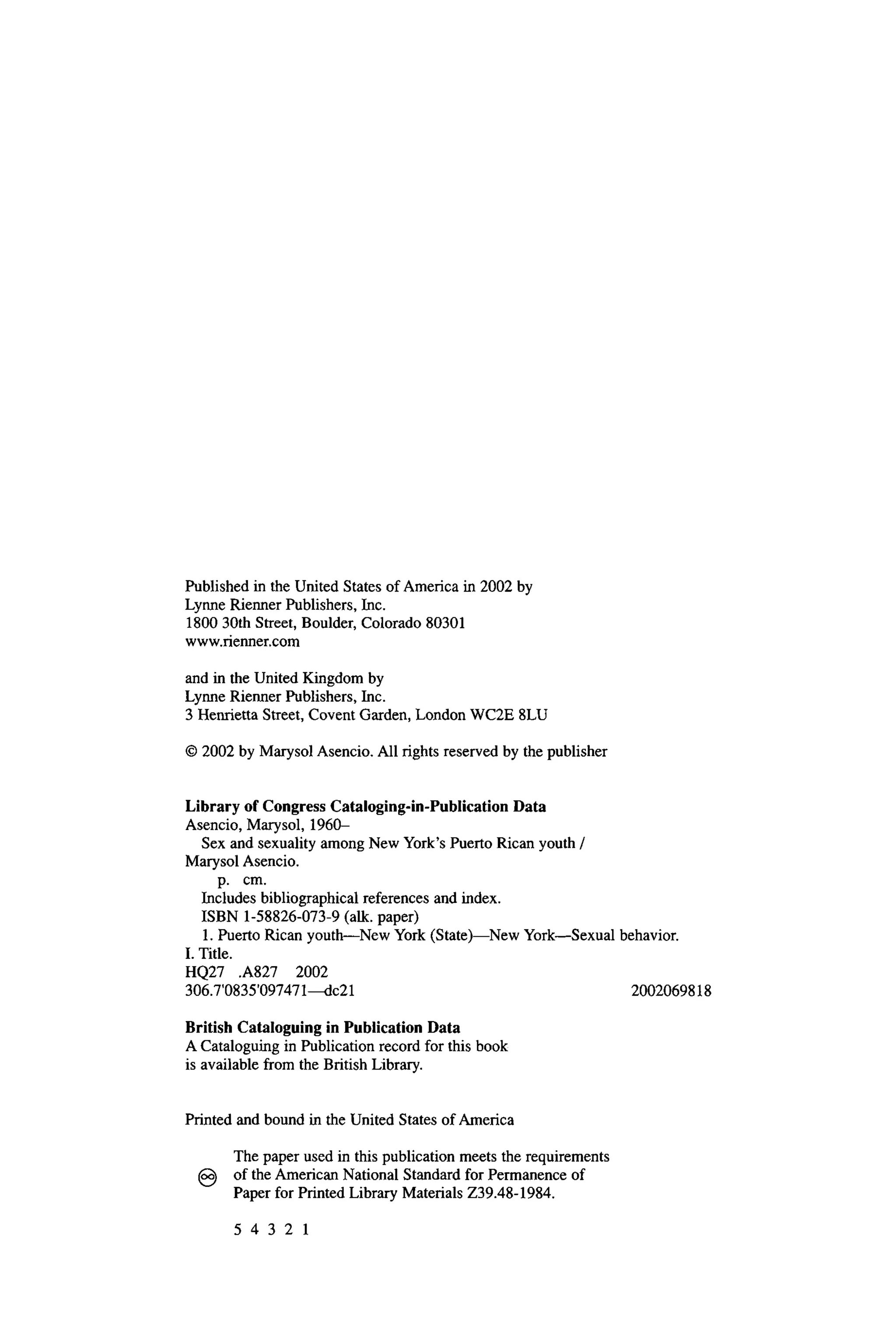 Sex And Sexuality Among New Yorks Puerto Rican Youth Marysol Asencio | PDF