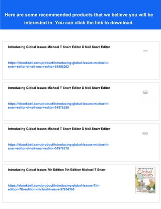 Introducing Global Issues Michael T Snarr Editor D Neil Snarr Editor | PDF