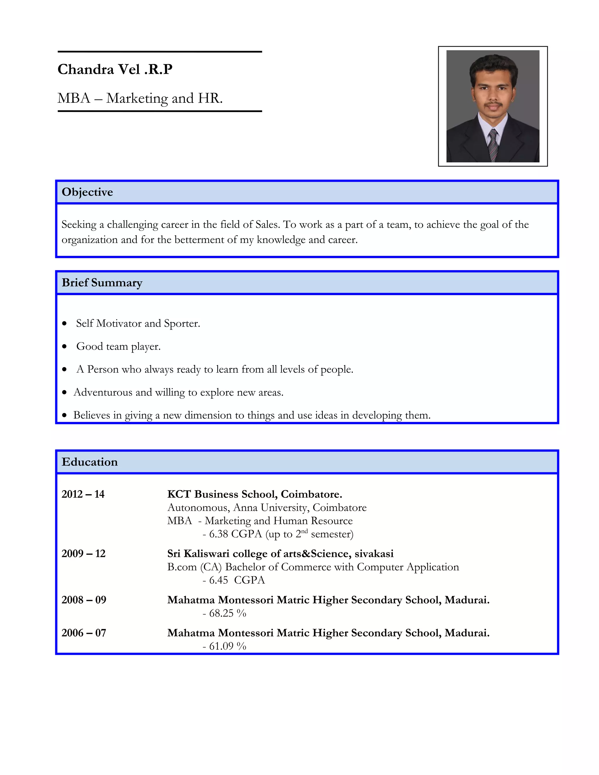 chandra vel - Resume-1 (1) | DOC