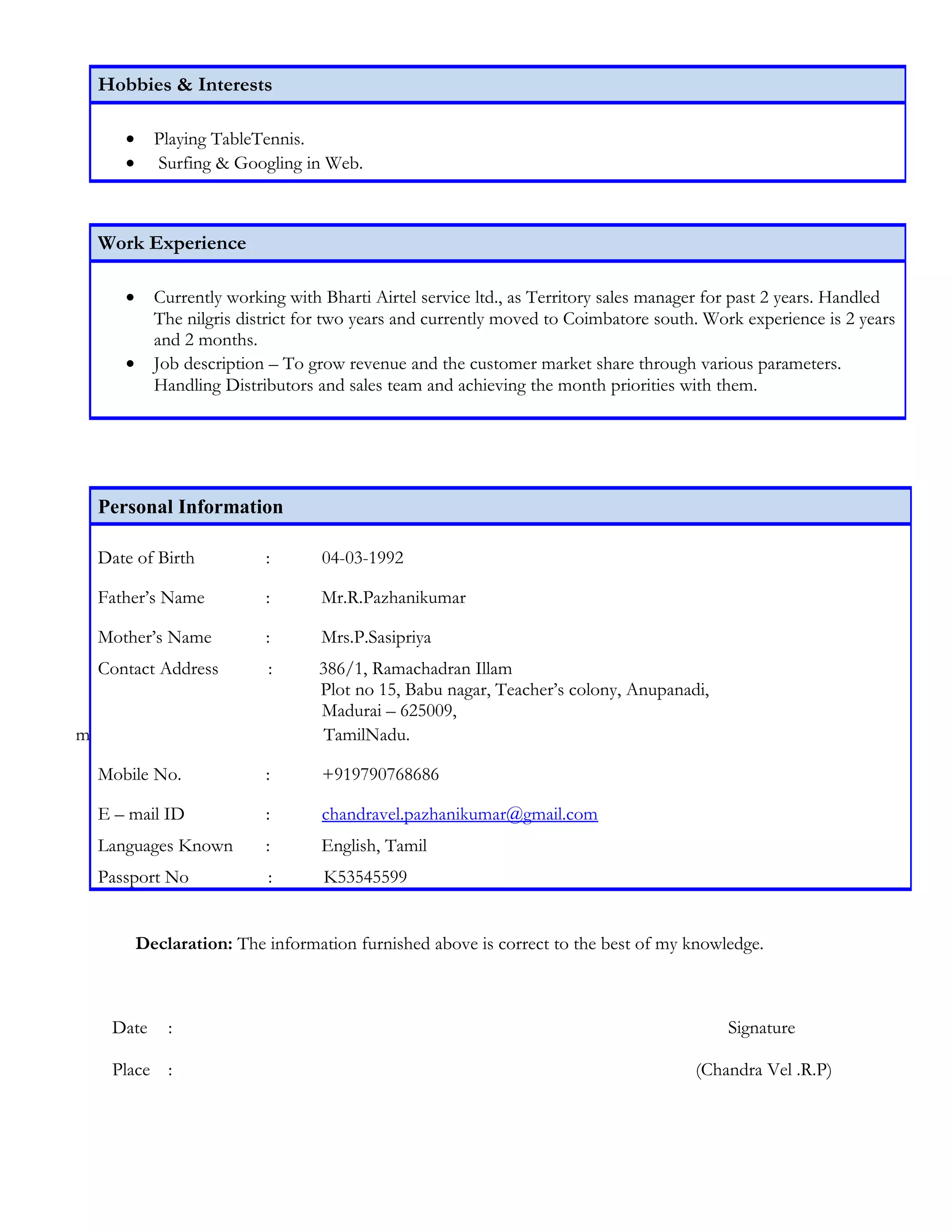 chandra vel - Resume-1 (1) | DOC