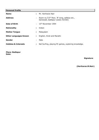 hari resume | PDF