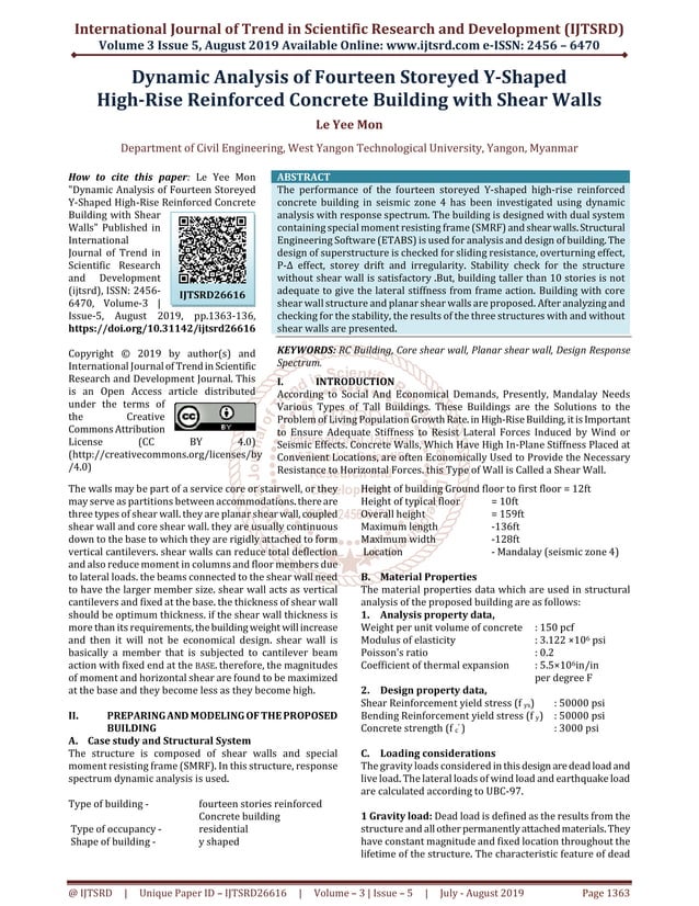 Dynamic Analysis of Fourteen Storeyed Y Shaped High Rise Reinforced ...