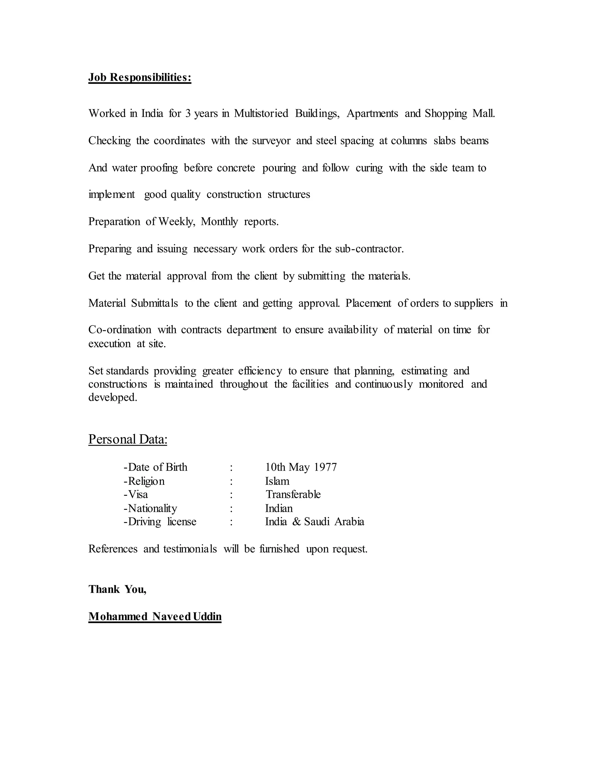 Mohammed Naveed uddin CV | DOCX