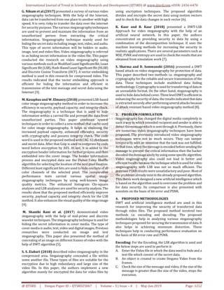 Video Steganography using Discrete Wavelet Transform and Artificial Intelligence | PDF